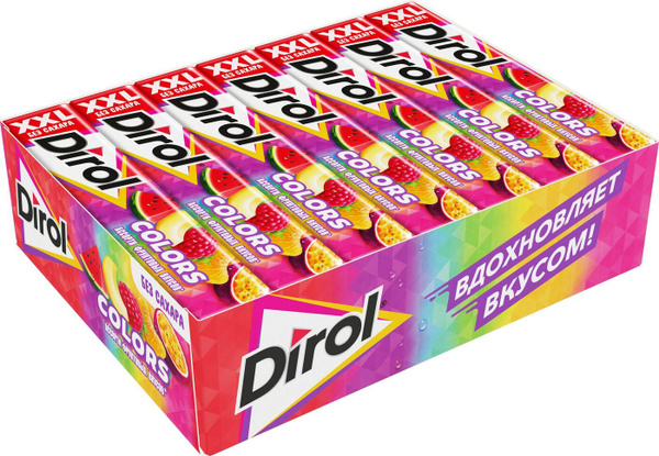 Dirol Colors XXL ассорти фруктовых вкусов жевательная резинка без ...