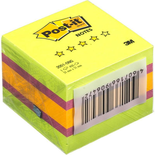 Стикеры Post-it Original Весна 51х51 мм неоновые 3 цвета (1 блок на 400 ...
