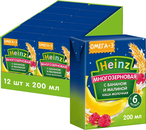 Каша мультизлаковая детская Heinz с 6 месяцев, с бананом и малиной ...