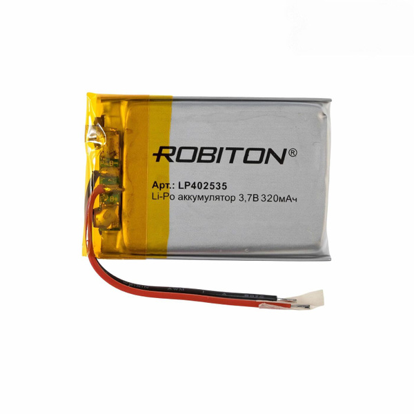 Аккумулятор литий-полимерный ROBITON LP 402535 3.7 В, 320 мАч, призма ...