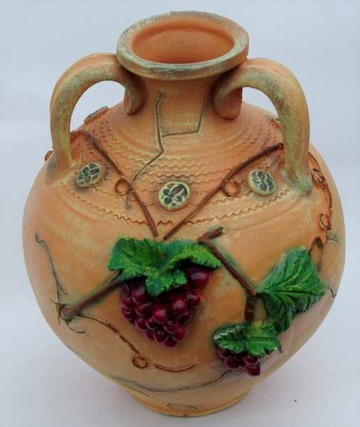 Амфора с виноградом. 27 см. Садовая фигура подарок в сад для дома дачи ...