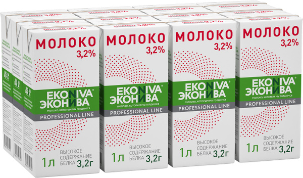 Молоко ультрапастеризованное ЭкоНива Pr.Line, 3,2%, 1 л х 12 шт ...