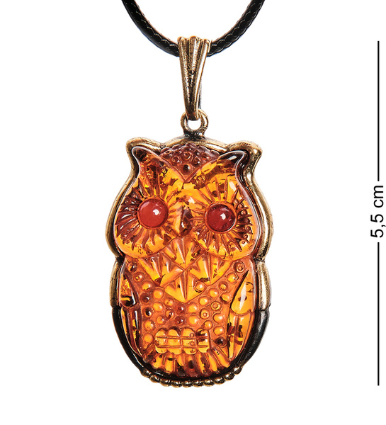 Подвеска ''Сова Сипух'' (латунь, янтарь) - купить с доставкой по ...