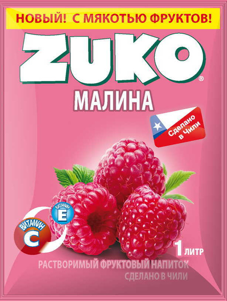 Растворимый фруктовый напиток ZUKO (ЗУКО) со вкусом малины (12 шт ...