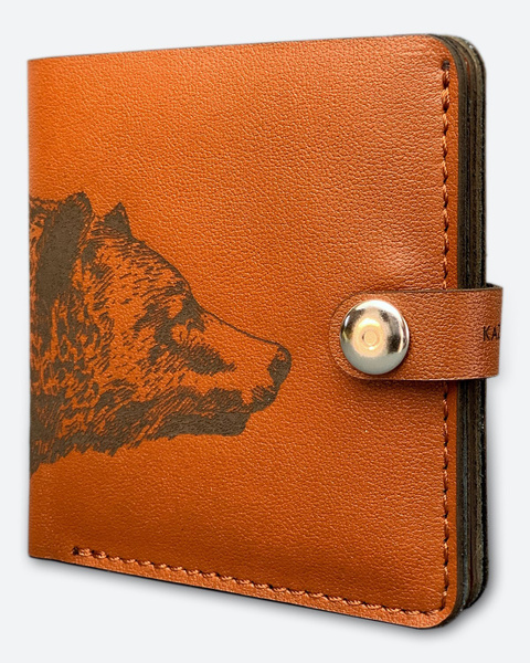 Кошелек мужской портмоне кожа с отделением для монет и карт KAZA Mancube Медведь рыжий купить на ...