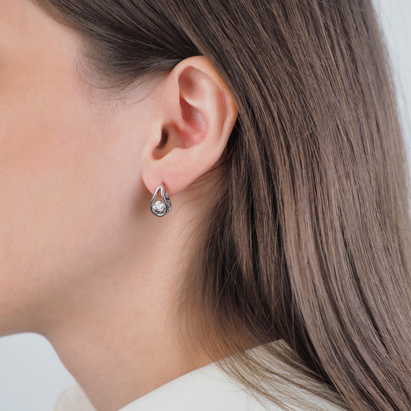 Серьги женские серебро 925 Капли с танцующими качающимися фианитами арт ...