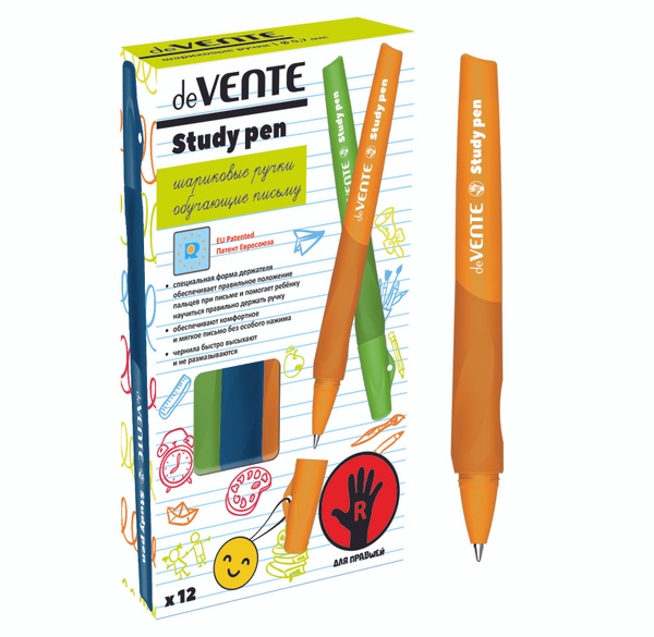 deVente, Ручка шариковая "Study Pen" обучающая письму, для правшей, 12 ...