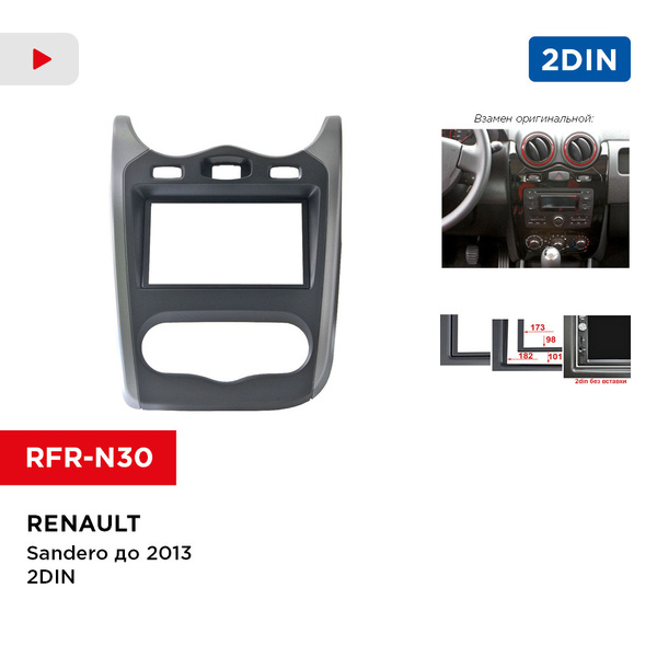 Рамка для Renault Sandero до 2013 2din (Incar RFR-N30)Штатное место ...