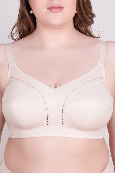 Бюстгальтер Женский Milavitsa без косточек, размер 85E светло-бежевый Хлопок, Эластан ...