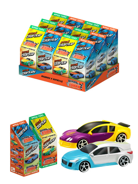 Жевательный мармелад Fresh Toys Фреш тойс с игрушкой Машинки, свитбокс ...