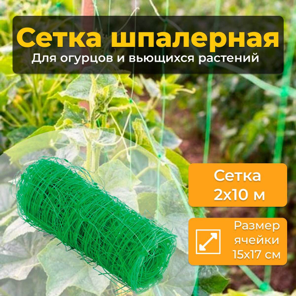 Сетка Шпалерная 2 х 10 м / Шпалерная сетка для огурцов, для выращивания ...