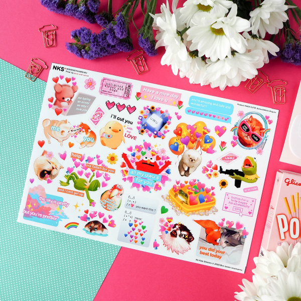 Набор наклеек А4 Pack Cutie Meme, виниловые стикеры, No Kids Stickers ...