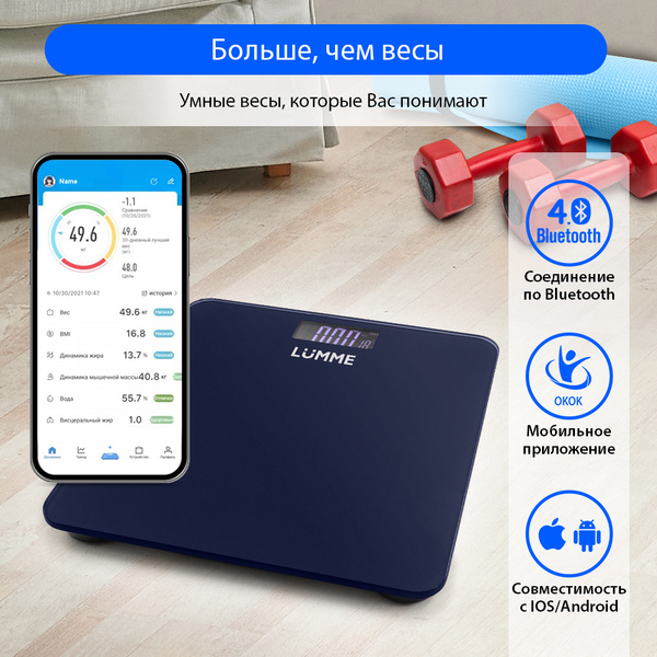 Напольные весы Lumme LU-1335/Умные весы с Bluetooth/весы напольные ...