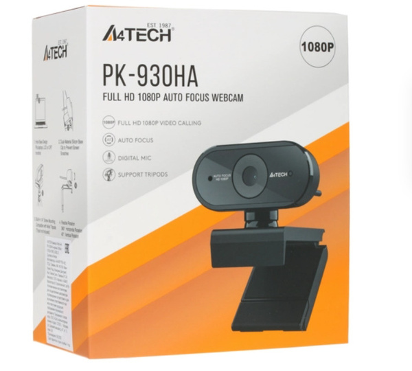 Камера Web A4Tech PK-930HA цвет черный, матрица 2 Mpix, разрешение ...