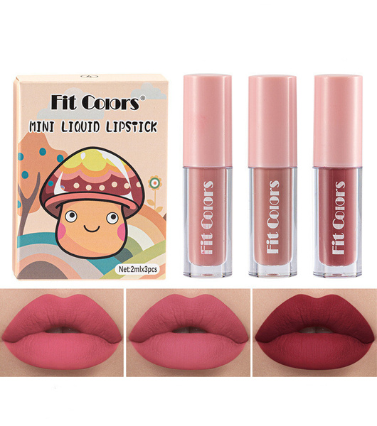 Fit Colors 3 шт./компл.Мини-блеск для губ Velvet, Матовая жидкая черная ...