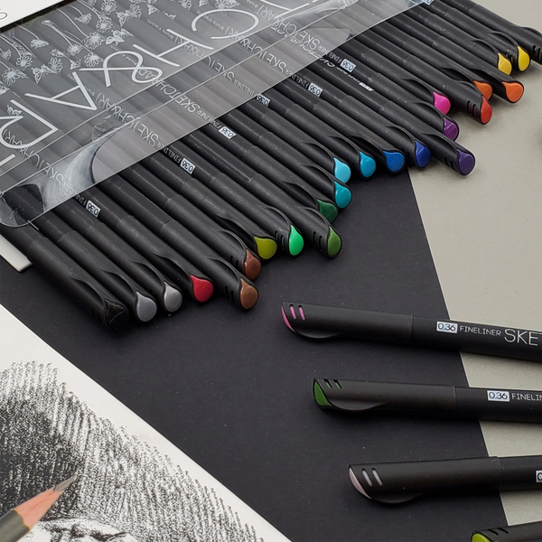 Набор ручек капиллярных цветных Bruno Visconti "SKETCH&ART.BLACK ...
