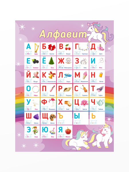 Алфавит для малышей формат А3 Единороги , Азбука для маленьких с ...