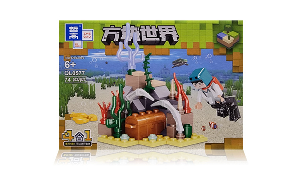 Конструктор "Подводный мир. Сокровище", 74 детали, Майнкрафт, ZHE GAO ...