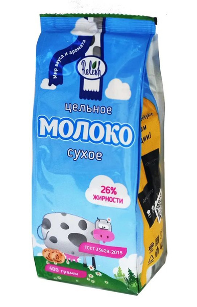 Цельное молоко сухое Relish, ГОСТ, 26% жирности, 1 шт по 400 г - купить ...