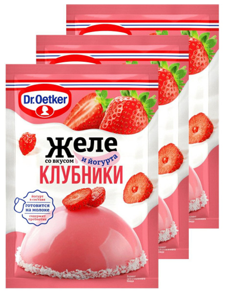 Желе со вкусом Клубники и йогурта Dr.Oetker с пребиотиками, сухая смесь ...