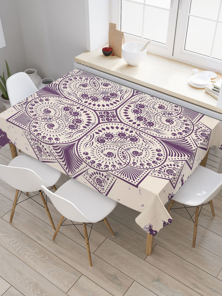 Прямоугольная водоотталкивающая скатерть на стол JoyArty с рисунком "Квадратный орнамент гранж ...