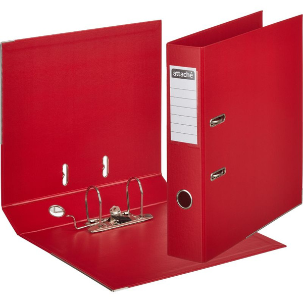 Папка-регистратор 75мм Attache, комплект 4 штук, А4, красная, ПБП2, метал. угол, карман.кор ...