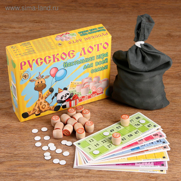 Русское лото "Для всей семьи", 24 карточки, карточка 21 х 8 см, 25 х 19 ...