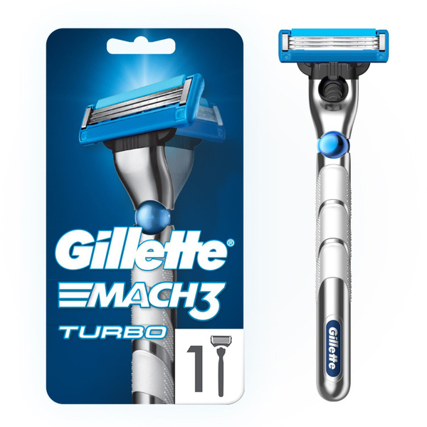 Мужская бритва 3 лезвия многоразовая Gillette Mach3 Turbo + 1 сменная ...