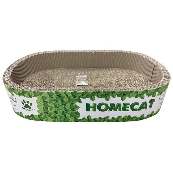HOMECAT Мятная 50 см х 30 см х 9 см когтеточка для кошек с бортами овальная гофрокартон - купить ...