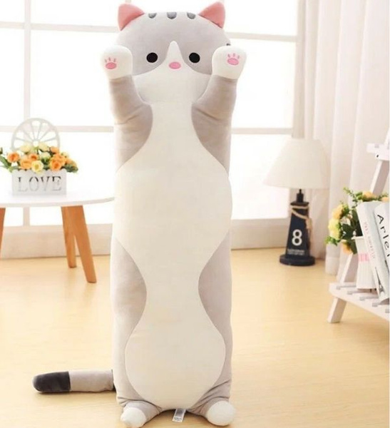 Мягкая игрушка Кот сосиска 70 см серый - купить с доставкой по выгодным ...