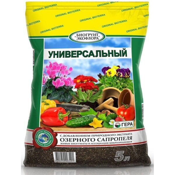 Грунт универсальный 5л ЭкоФлора (на основе озерного сапропеля)Гера ...