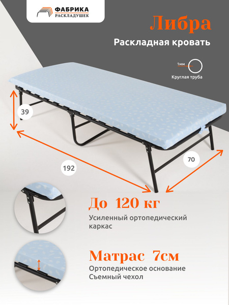 Раскладушка Фабрика-Раскладушек, Сталь, черный купить по низкой цене с ...