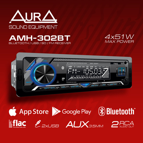 Автомобильный USB/BT ресивер AurA AMH-302BT1 DIN - купить в интернет ...