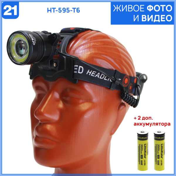 Налобный фонарь из серии "DOUBLE" с двумя источниками света и датчиком движения - H-T595/YYC-GY ...