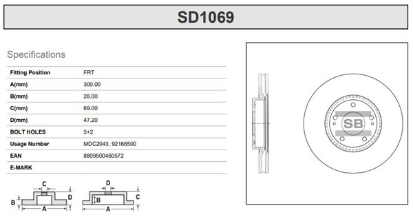 Диск Тормозной Передний SANGSINBRAKE SD1069 - купить по низкой цене в ...