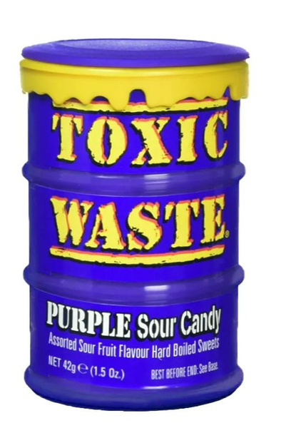 Кислые леденцы Toxic Waste Purple 42гр фиолетовая бочка (виноград ...