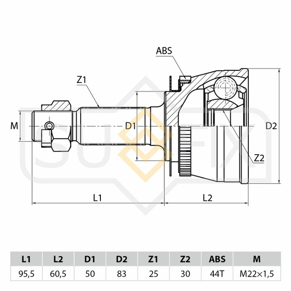 Шрус наружный перед прав лев SUFIX ST-1033 - SUFIX арт. ST-1033 - купить по выгодной цене в ...