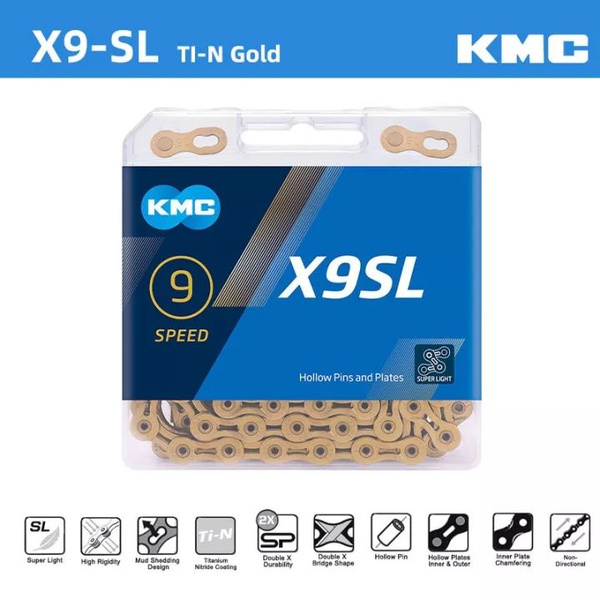 KMC X9 SL, 9-скоростная велосипедная цепь, полностью полая сверху и ...
