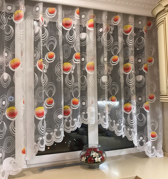 Тюль для кухни арка, Жаккард, Полиэфир, 180х300 см - купить в интернет ...