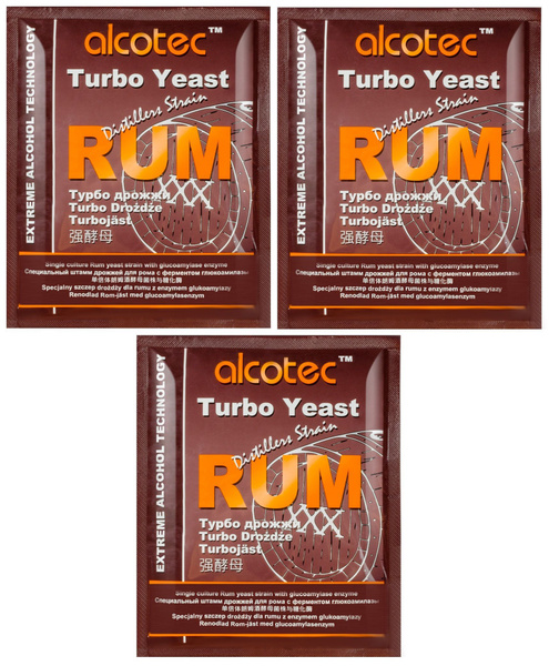 Дрожжи спиртовые ALCOTEC Rum Turbo / Алкотек Ром Турбо, 3 упаковки - купить с доставкой по ...