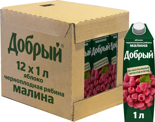 Нектар Добрый Яблоко-Малина-Рябина, 12 шт х 1 л - купить с доставкой по ...