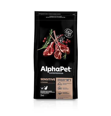 AlphaPet Superpremium Sensitive / Сухой корм АльфаПет для взрослых кошек с Чувствительным ...