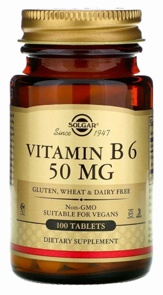 Solgar Vitamin B6 50 мг 100 таблеток - купить с доставкой по выгодным ...