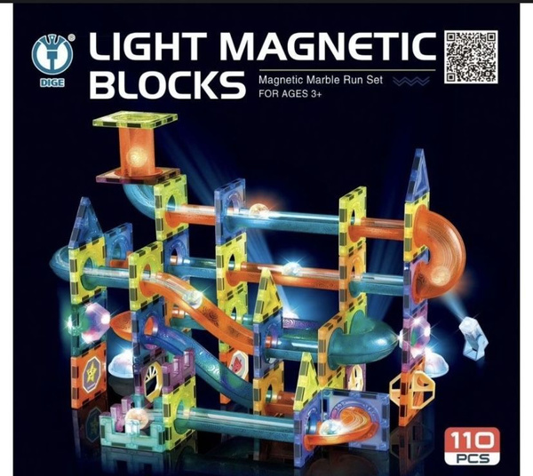 Магнитный конструктор c подсветкой / LIGHT MAGNETIC BLOCKS 110 деталей ...