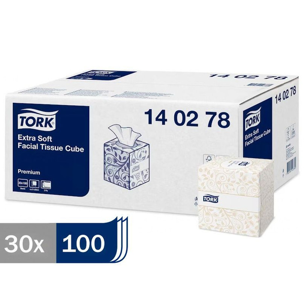 Салфетки для лица TORK Premium ультрамягкие белые, 100 шт/упак (140278 ...