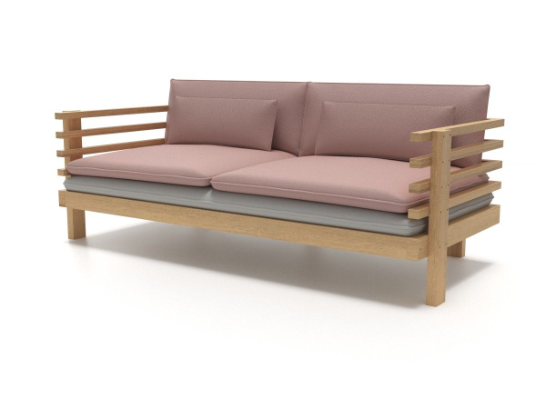 Садовый диван Soft Element Атлантик-С трехместный, цвет Rose Ash, массив дерева, с ...