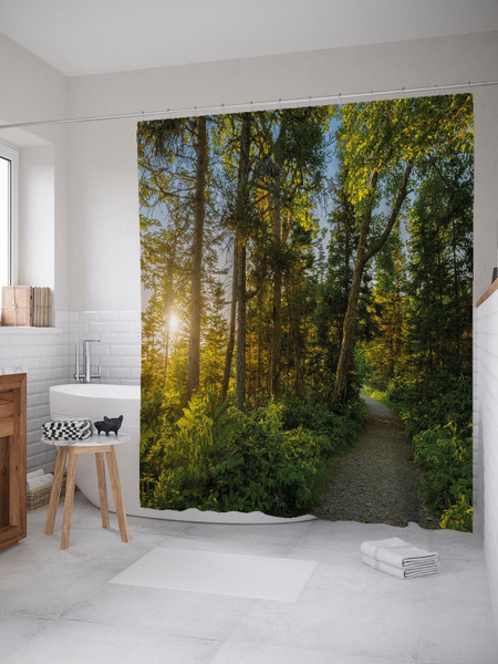 Штора для ванной 200x180 см JoyArty ширма плотные ширина 180 высота 200 для бани санузлов дома ...