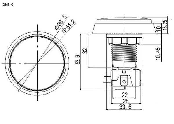 Кнопка GMSI-1B-C 5 А 250 В / схема переключения no(nc)+nc(no) без фиксации / с LED подсветкой ...