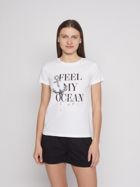 Футболка Zolla, размер 42, цвет белый, 100% Хлопок - купить по выгодной цене в интернет-магазине ...