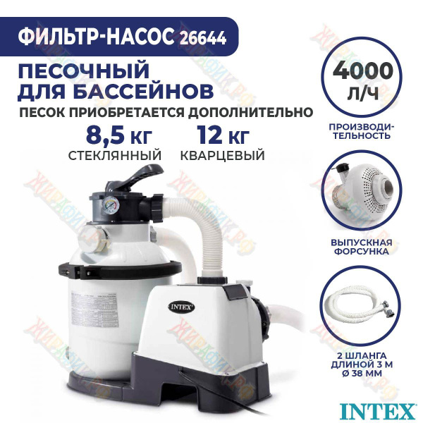 Песочный фильтр насос для бассейна 4000 л/ч Intex 26644 - купить с ...